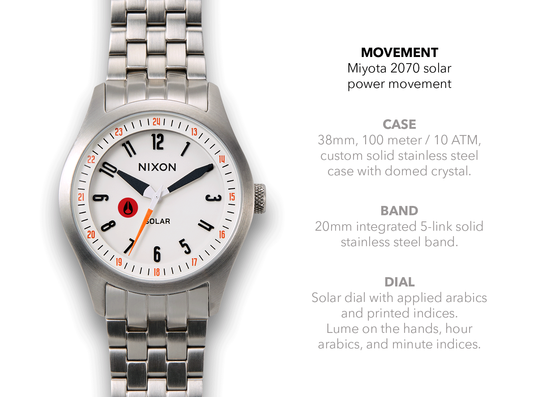 Echo 38 Watch | Black / Black | Stainless Steel Solar Watch – Nixon US