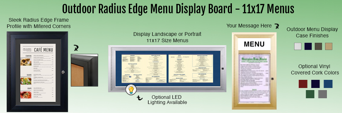 Outdoor Radius Edge Menu Display Board - 11x17 Menus – Displays4Sale