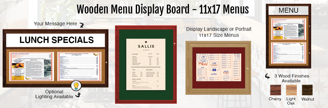 Wooden Menu Display Board - 11x17 Menus – Displays4Sale