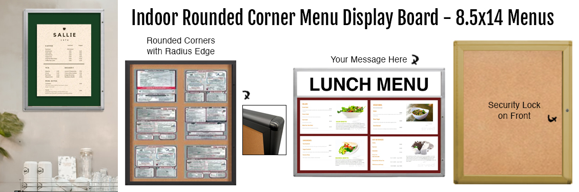 Indoor Rounded Corner Menu Display Board - 11x14 Menus – Displays4Sale