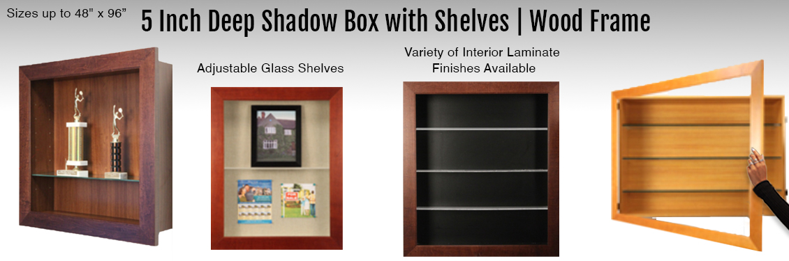5 Inch Deep Shadow Box with Shelves | Wood Frame – Displays4Sale