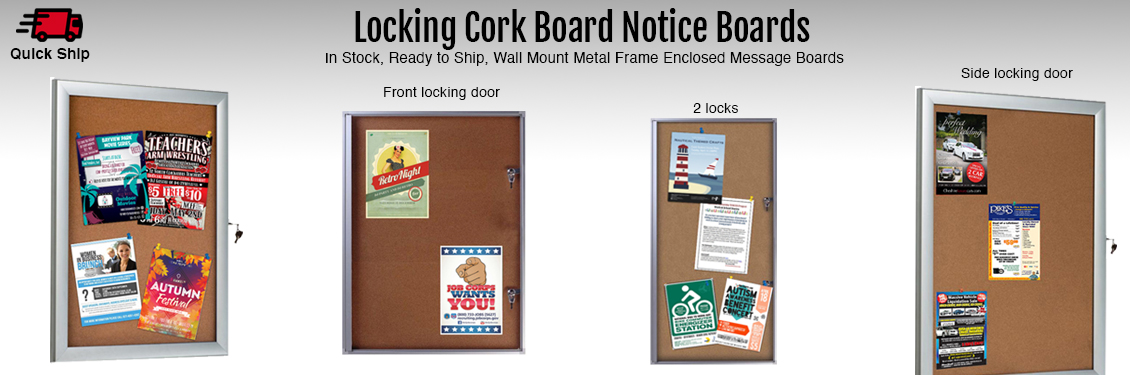 Locking Cork Board Notice Boards – Displays4Sale
