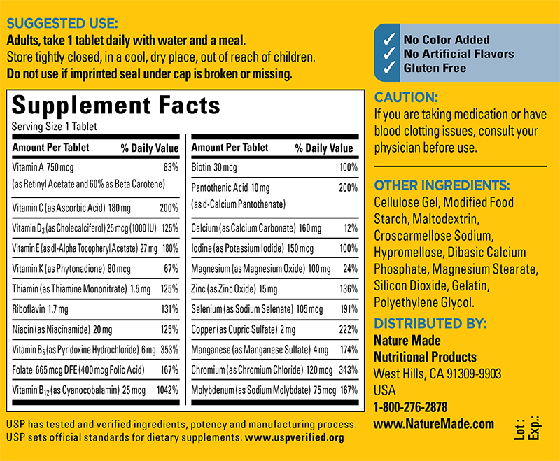 Multi Vitamins for Him 50+ Tablets | 22 Key Nutrients | Nature Made®