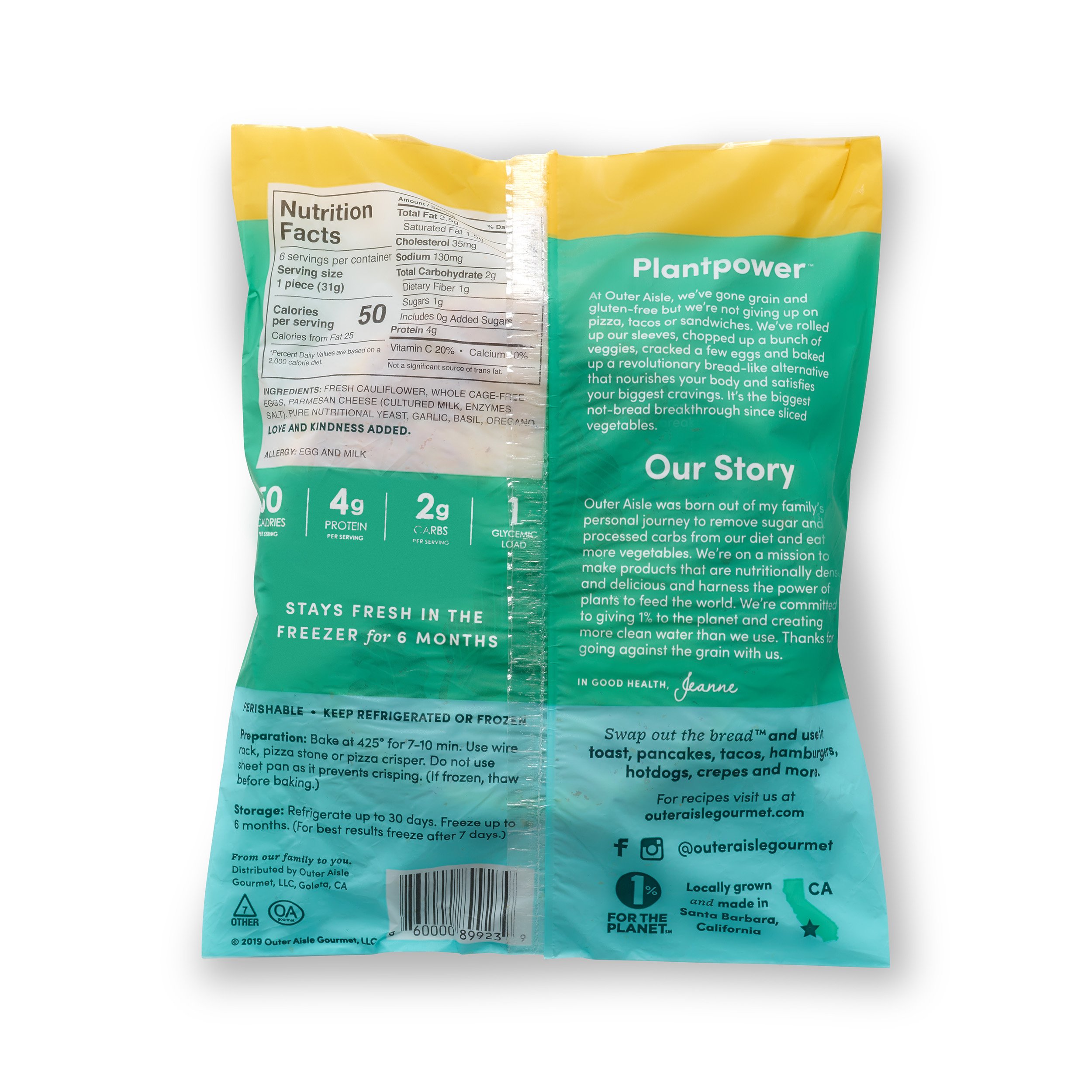 Outer Aisle Cauliflower Sandwich Thins 6 Pieces Outer Aisle Cauliflower Sandwich Thins 6 Pieces