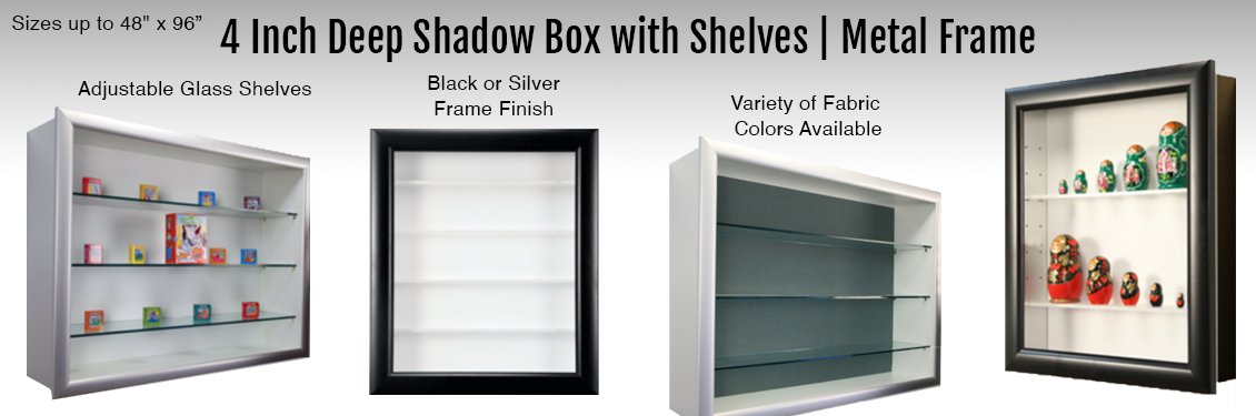 Buy Metal Frame Super Wide-Face Display Cases with Shelves and 4" Depth ...