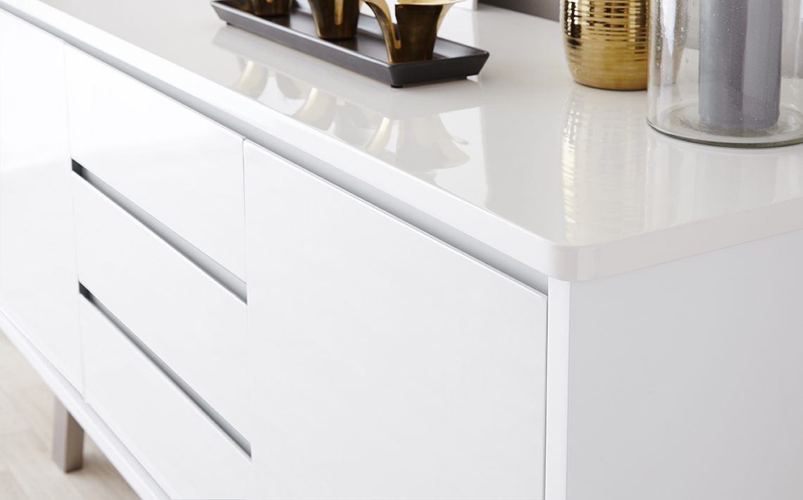 The Assi White High Gloss Sideboard Storage Unit from Danetti