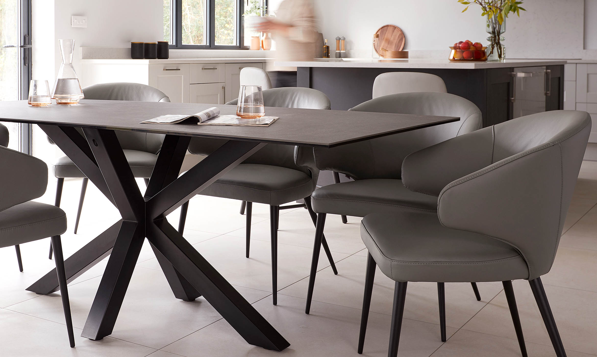Riley Dark Grey Ceramic Table | 8 Seater Dining Table | Danetti