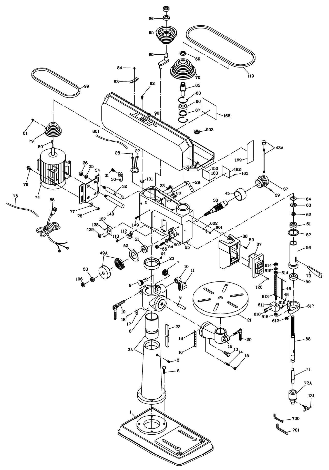 Jet Drill Press Parts Diagram | Reviewmotors.co