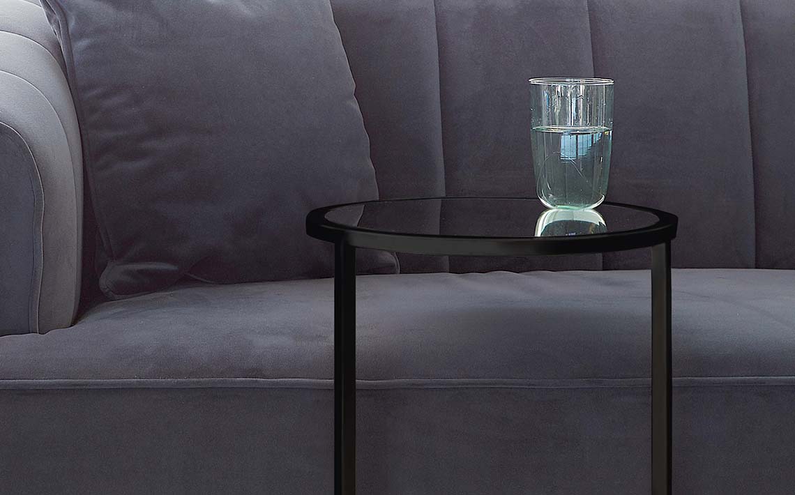 Thea Smoked Mirror And Black Tray Table | Danetti