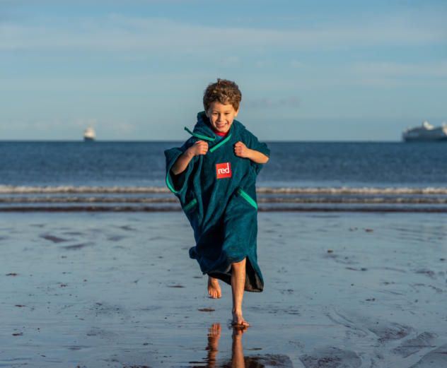 Red Original Kid's Towelling Change Robe - Navy