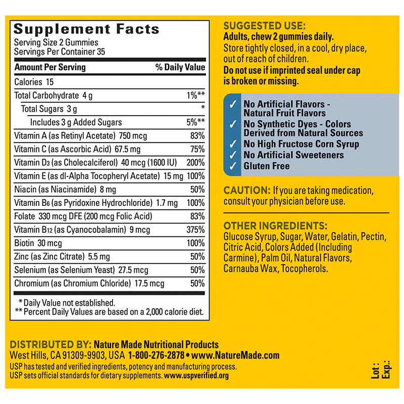 Multivitamin for Men Gummies | Nature Made Multi for Him Gummy Vitamins ...
