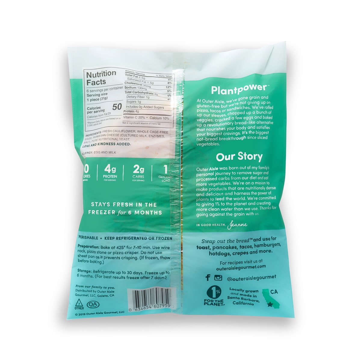 Outer Aisle Cauliflower Sandwich Thins 6 Pieces Outer Aisle Cauliflower Sandwich Thins 6 Pieces