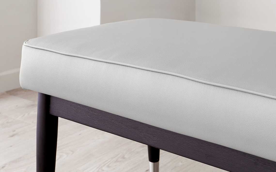 Clover Mid Grey Faux Leather Dining Bench Without Backrest| Danetti