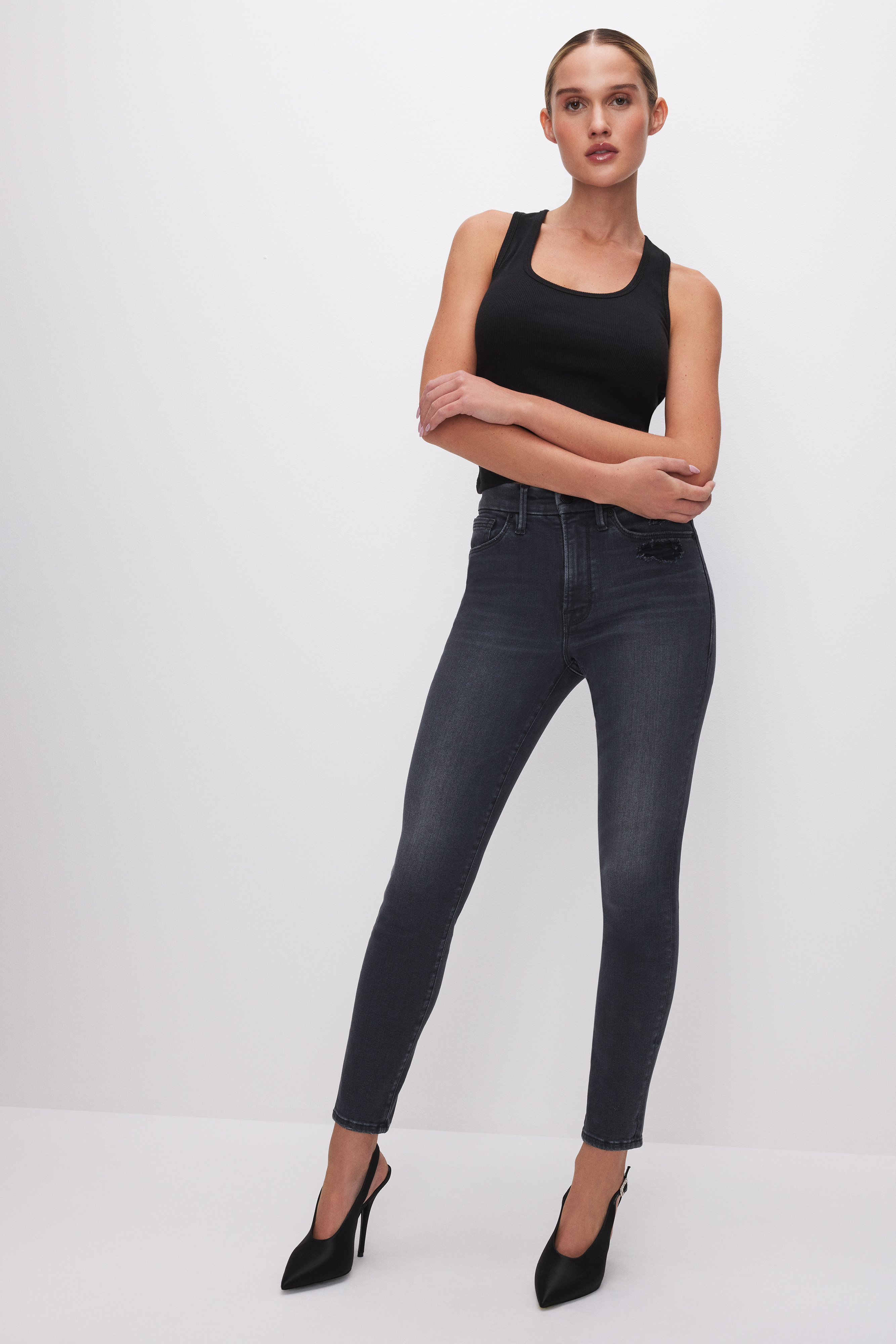 MICRO RIB TANK TOP | BLACK001 - GOOD AMERICAN