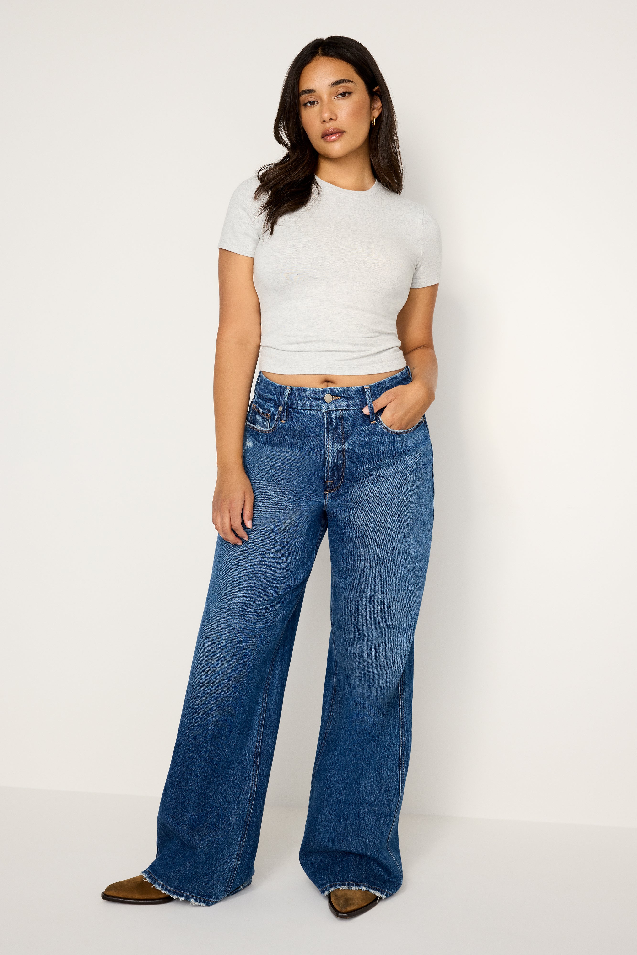 GOOD SKATE WIDE LEG JEANS | INDIGO713 - GOOD AMERICAN