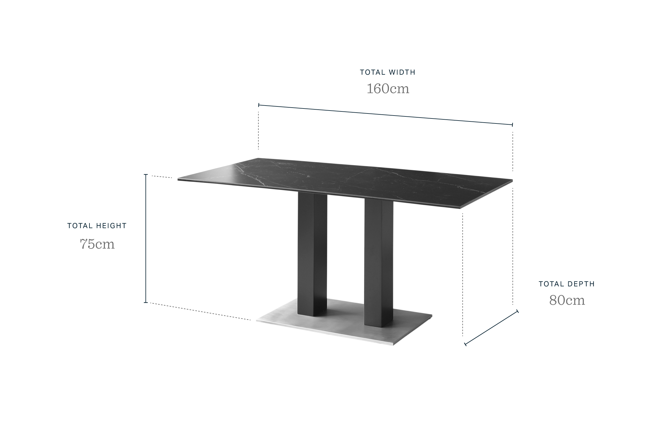 Mia 6-Seater Black Ceramic Dining Table by Danetti