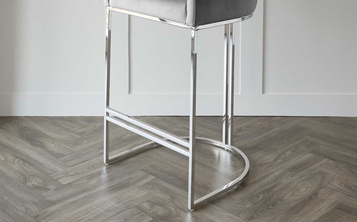 Dakota Dark Grey Statement Velvet Bar Stool by Danetti