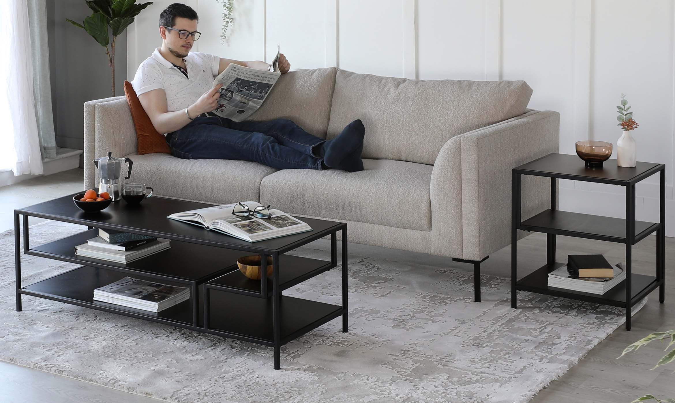Finley Black Metal Coffee Table by Danetti