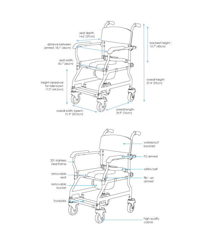 Bion Shower Commode C300 | Wide Clearance Armrests | 2-in-1 Commode ...