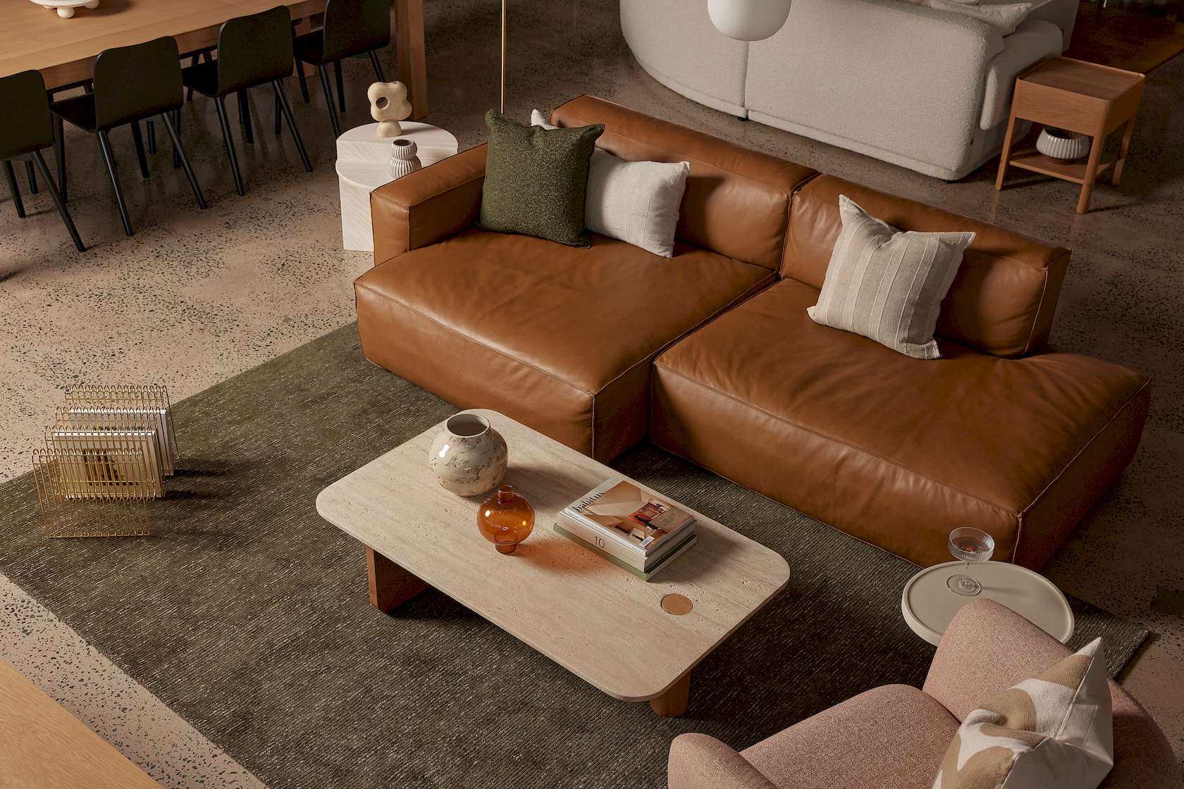 Pivot Rectangular Travertine Coffee Table – Trit House