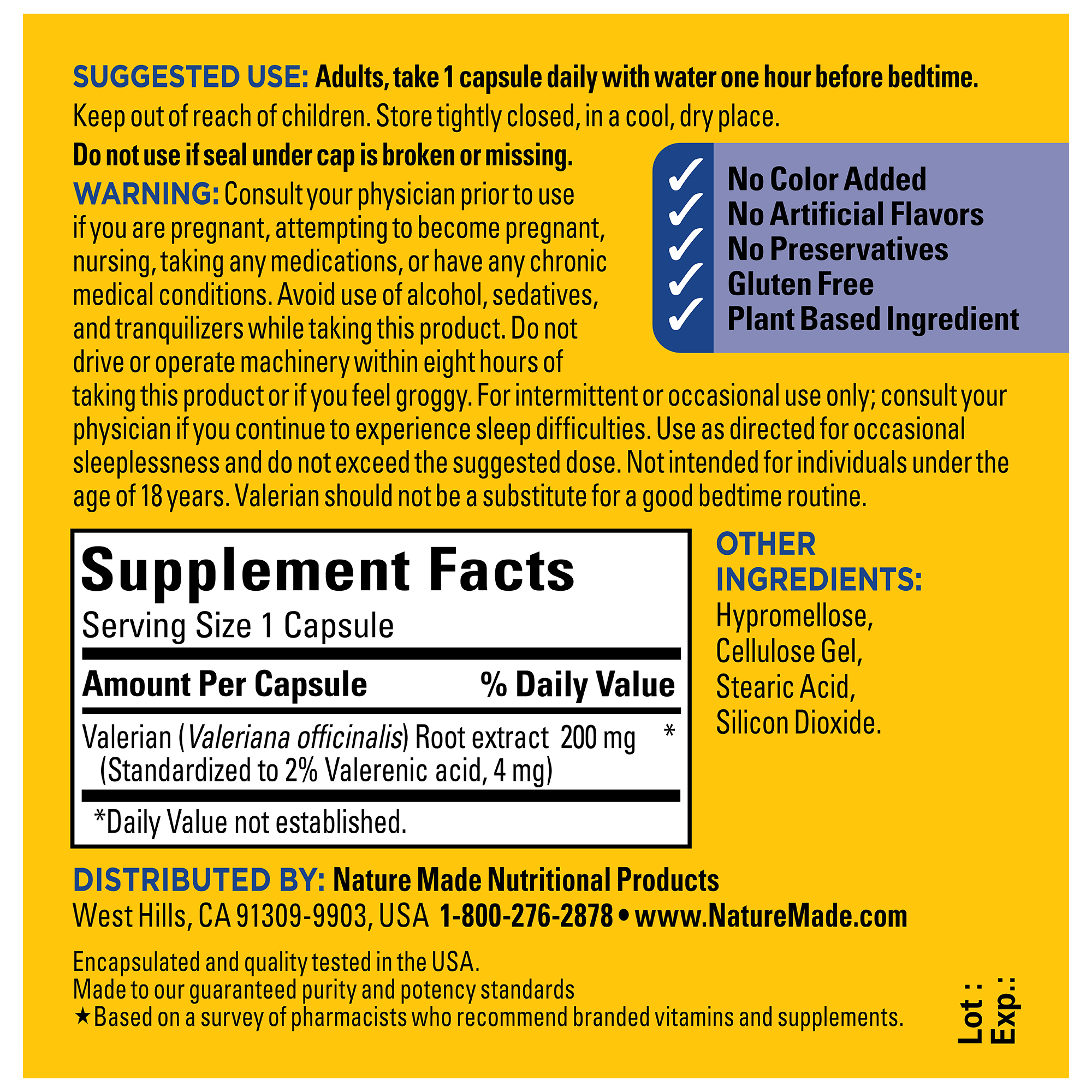 Valerian Root 200 mg Capsules & Nature Made®