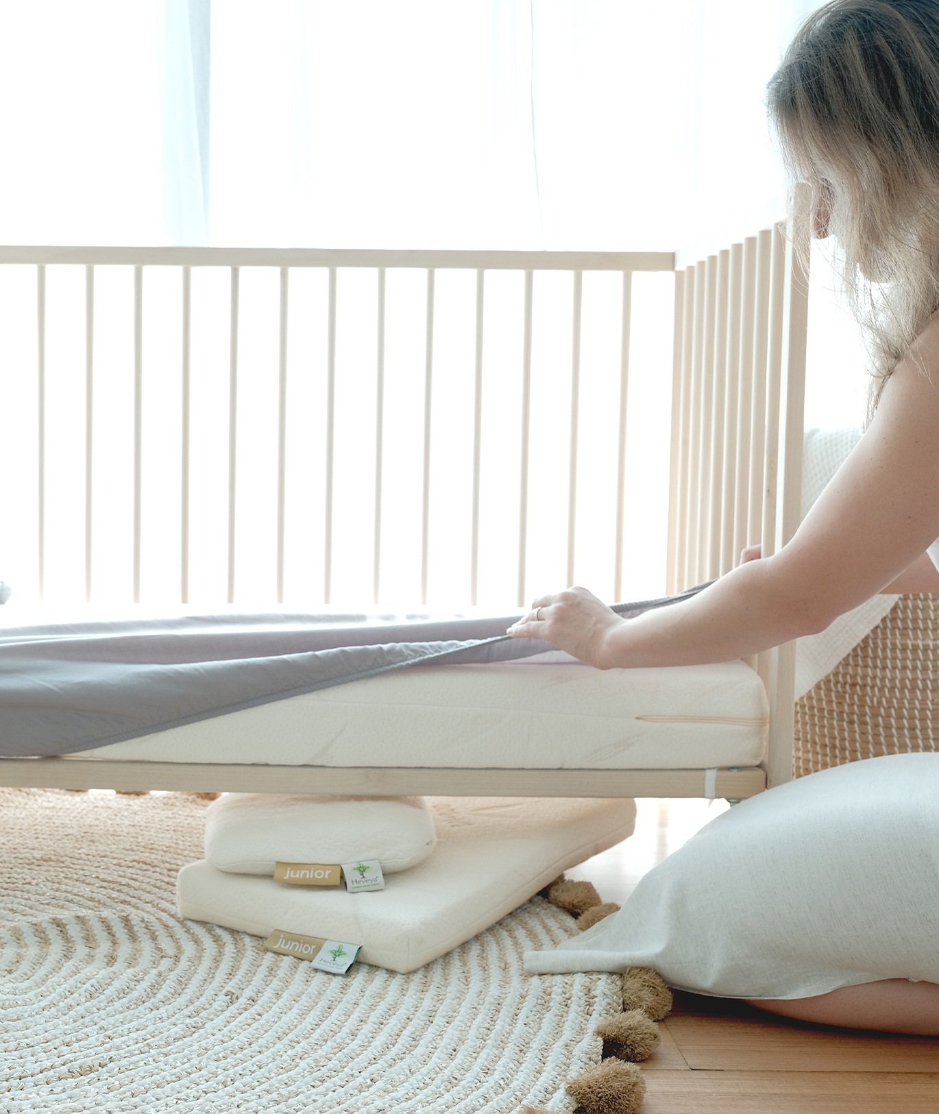 Best Junior Natural Bamboo Crib Fitted Sheet | Heveya® Dubai