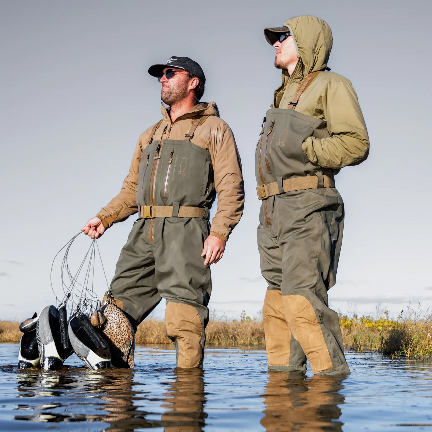Zip Duck Hunting Waders - Otter Brown | Rugged & Waterproof – Dive Bomb ...