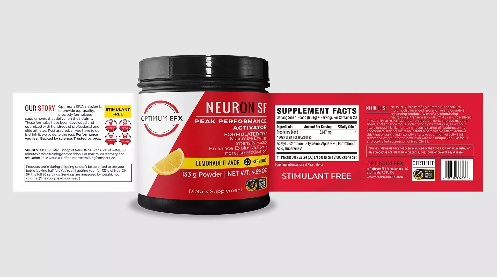 NeurOn SF | Stimulant-Free Pre-Workout | Optimum EFX