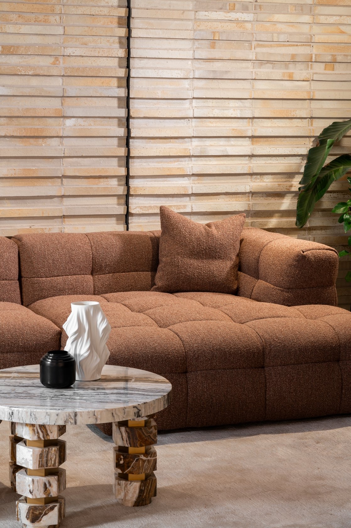 Tilly L Shape Sofa - Cinnamon Boucle - Floor Stock – Trit House