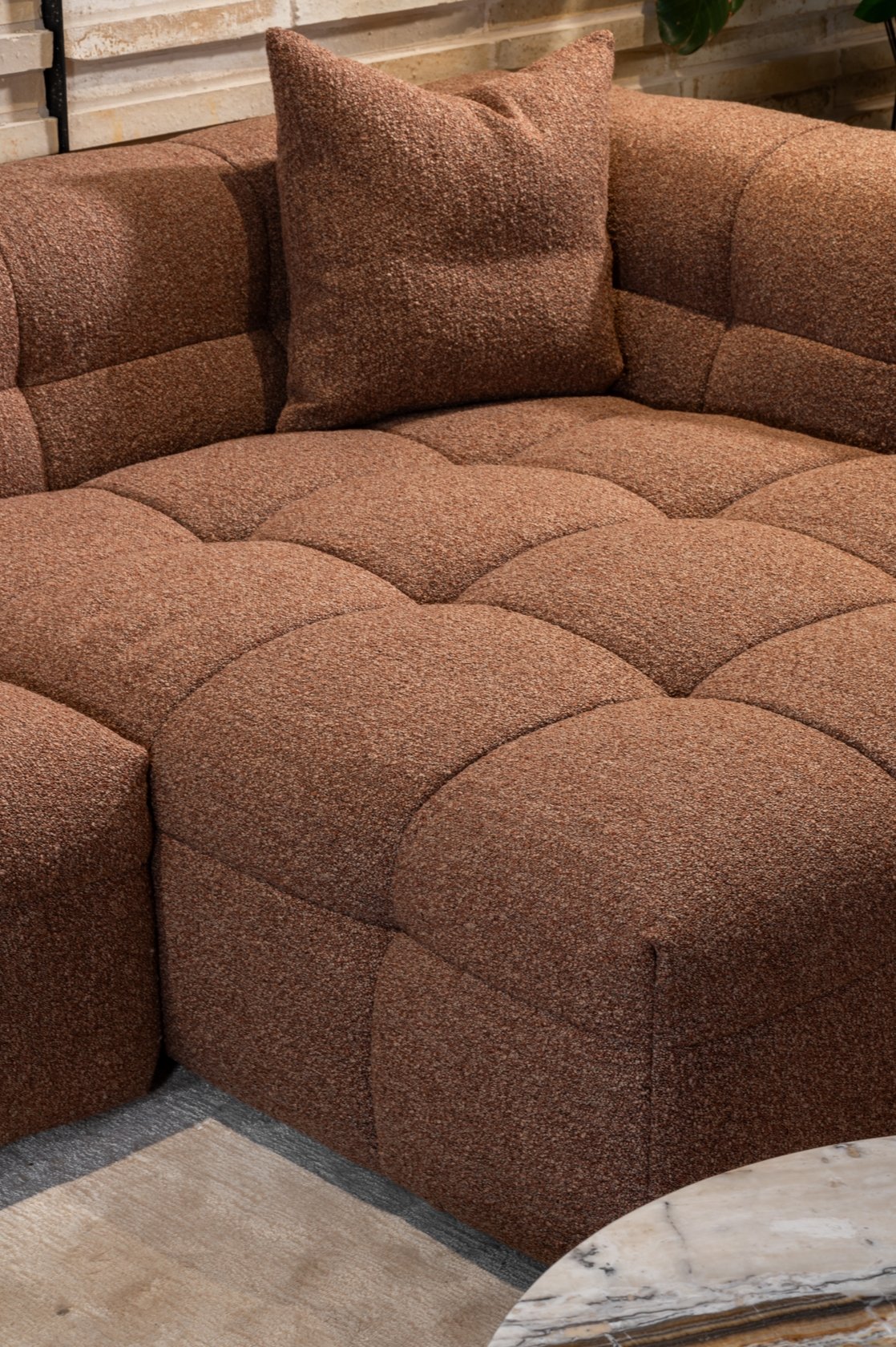 Tilly L Shape Sofa - Cinnamon Boucle - Floor Stock – Trit House