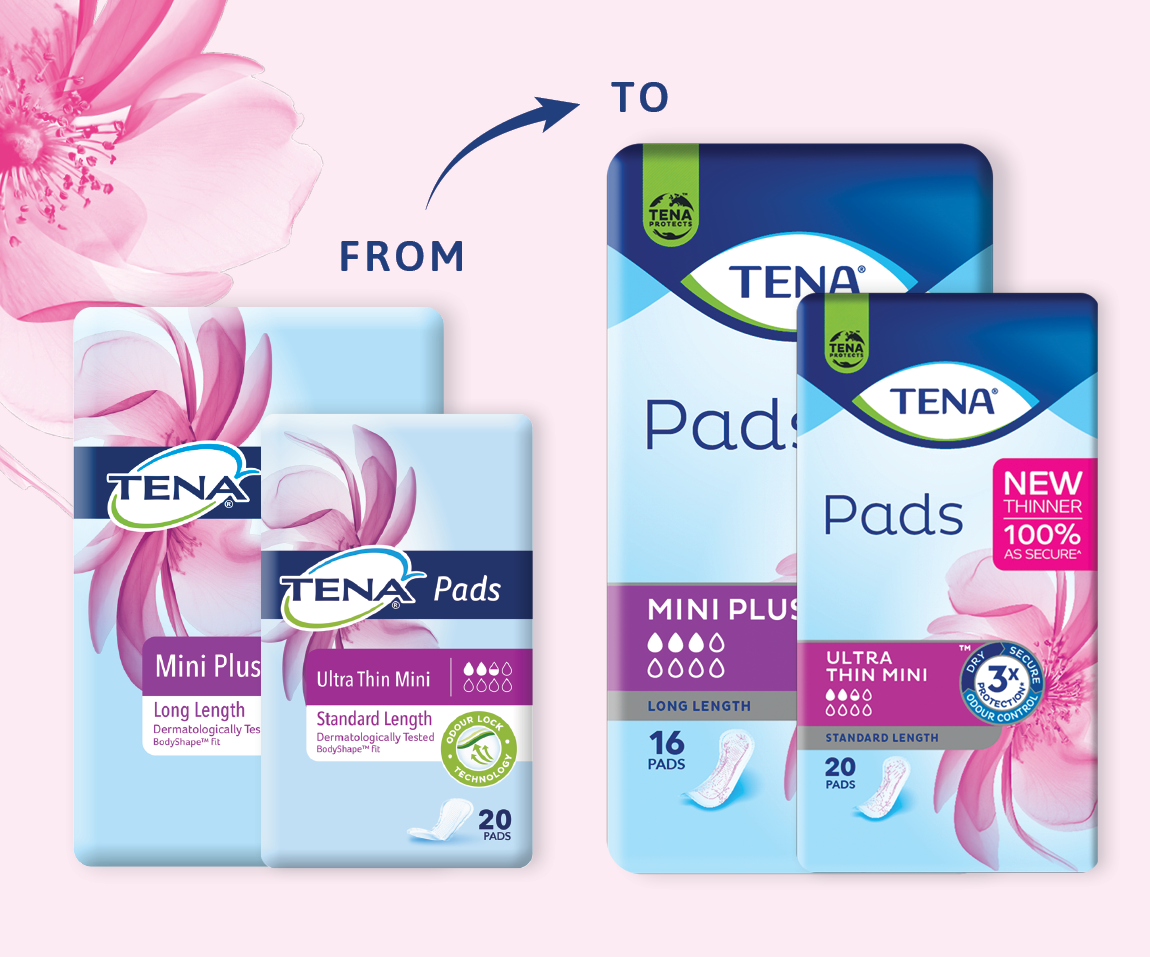 Incontinence Pads Change details - New & Improve pads | TENA